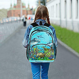 ALAZA Sea Turtle Coral Reef with Ship Wreck Travel Laptop Backpack College School Computer Bag for Boys Girls