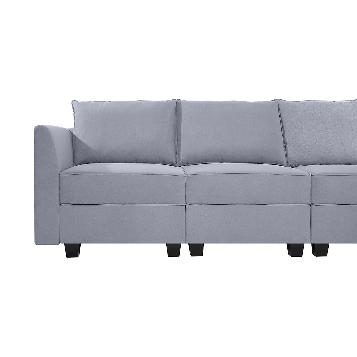 Naomi Home Elizabeth Convertible U Shaped Modular Sofa Sectional Modular Couch with Chaise Oversized Sofa Sleeper Couch for Large Living Room - 7-Seater L Shaped sectional Sofa - Gray