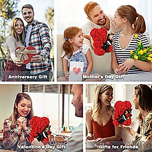 Rose Bear Gifts for Women Rose Flower Bear Teddy Bear with Box I Love You Necklace 100 Languages Gifts for Girlfriend Anniversary Birthday Gifts Valentines Day,Christmas Gifts for Mom Graduation Gifts