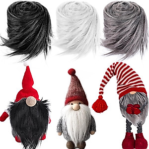 3 Pcs 4 x 60 Inch Christmas Plush Faux Fur Fabric Faux Fur Scrap Pieces Fuzzy Craft Fake Fur Furry Fluffy Fabric Fur Chair Cover Patch Clothing Decoration for Beard Cosplay Costume DIY Projects