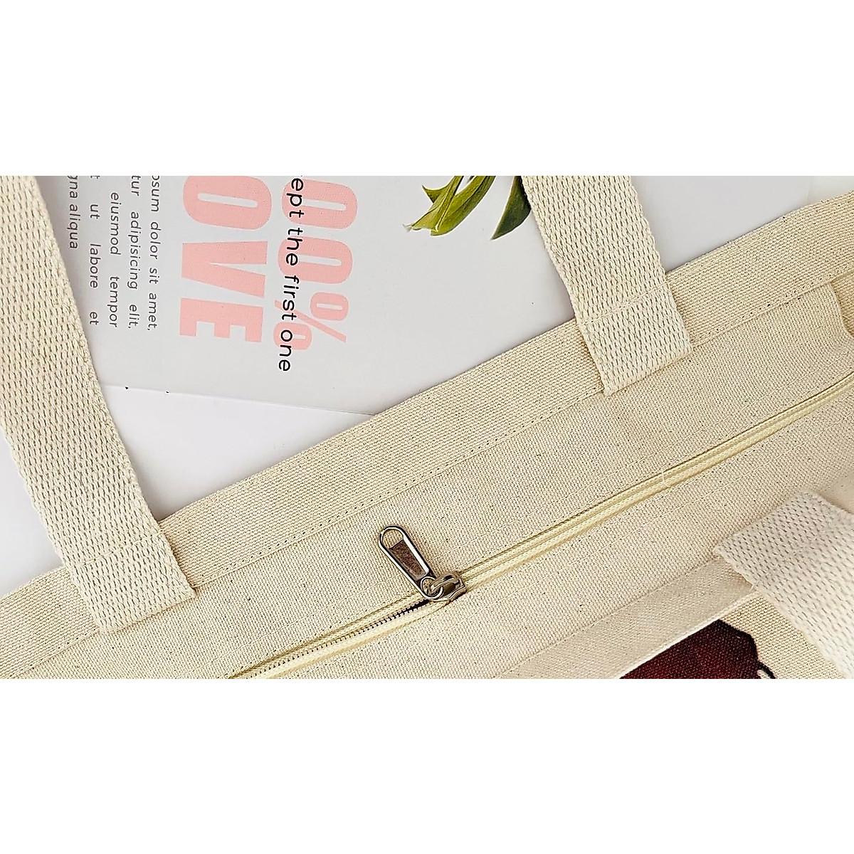 HaoHakka Canvas Tote Bag Aesthetic Vintage, Cute Graphic Trendy Tote Bags with Zipper Pockets Valentines Christmas Gifts for Women Girls Her(Alphonse Maria Mucha)