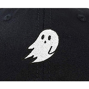 Men Women Embroidered Baseball Cap Pure Color Snapback Hat (Black Ghost)