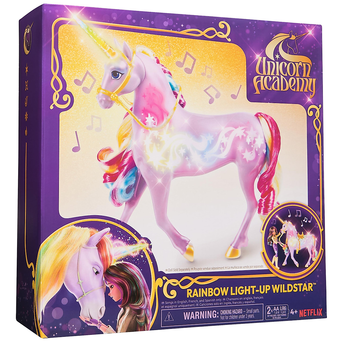 Unicorn Academy, Interactive Rainbow Light-up Wildstar with Lights, Sounds & Music, Dolls & Unicorn Toys for Girls Ages 4 and up