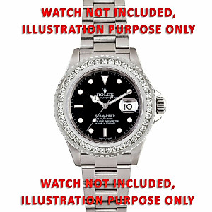 Ewatchparts 3ct Channel Diamond Bezel With Ridges Compatible With Rolex Submariner, GMT Master 2 Steel