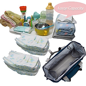 CitisKins Diaper Bag Tote Mommy bags Outdoor Handbags with Insulated Pockets,Changing Pad & Reflective Strips (Navy)