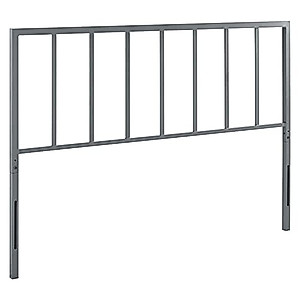 Modway Tatum Modern Farmhouse Metal Queen Headboard in Gray