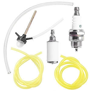 Anxingo K056704 Carburetor Primer Bulb Fuel Filter Fuel Line Spark Plug for Poulan 577135901 ZAMA C1U-W49B C1U-W49 C1U-W49A Weed Eater FX26SCE SST25CE W25CBK W25CF W25CFK W25SB W25SFK String Trimmer