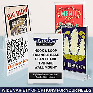 Acrylic Sign Holder with Hook and Loop Adhesive, 8.5 x 11 inches - Portrait or 11 x 8.5 inches - Landscape, Clear Wall Mount Frame, Perfect for home, office, store, restaurant (6 Pack)