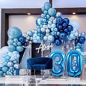 21 Balloon Number, 40 Inch Blue Foil Balloons Giant Jumbo Helium Number 21 or 12 Balloons for Boys Girls 21th 12th Birthday Decorations Anniversary Events Party Decorations (Blue)