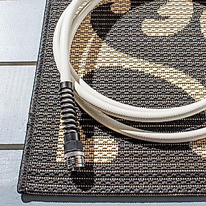 SAFAVIEH Courtyard Collection 6'7" x 9'6" Black / Sand CY2663 Indoor/ Outdoor Waterproof Easy-Cleaning Patio Backyard Mudroom Area-Rug