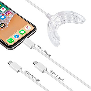 Teeth Whitening Light, PHOEBE New Upgrade 16 LED Teeth Whitening Accelerator Light Mouth Tray Teeth Whitening Enhancer Light Trays Connected with iPhone/Android/Type-C for Home Use