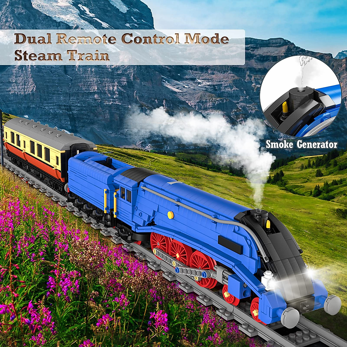 JMBricklayer Train Building Blocks Sets, RC Steam Train Building Block Toy, Scale Model Train with Train Tracks, Train Sets for Adults, Gifts for Teens Age 14+/Adults(4487 PCS)