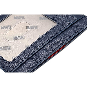 BOTIAL MARVEL Wallets, Avengers Captain America Genuine Leather Slim Minimalist Front Pocket RFID Blocking Wallets for Men Women America-(Navyblue), monolayer, KB2