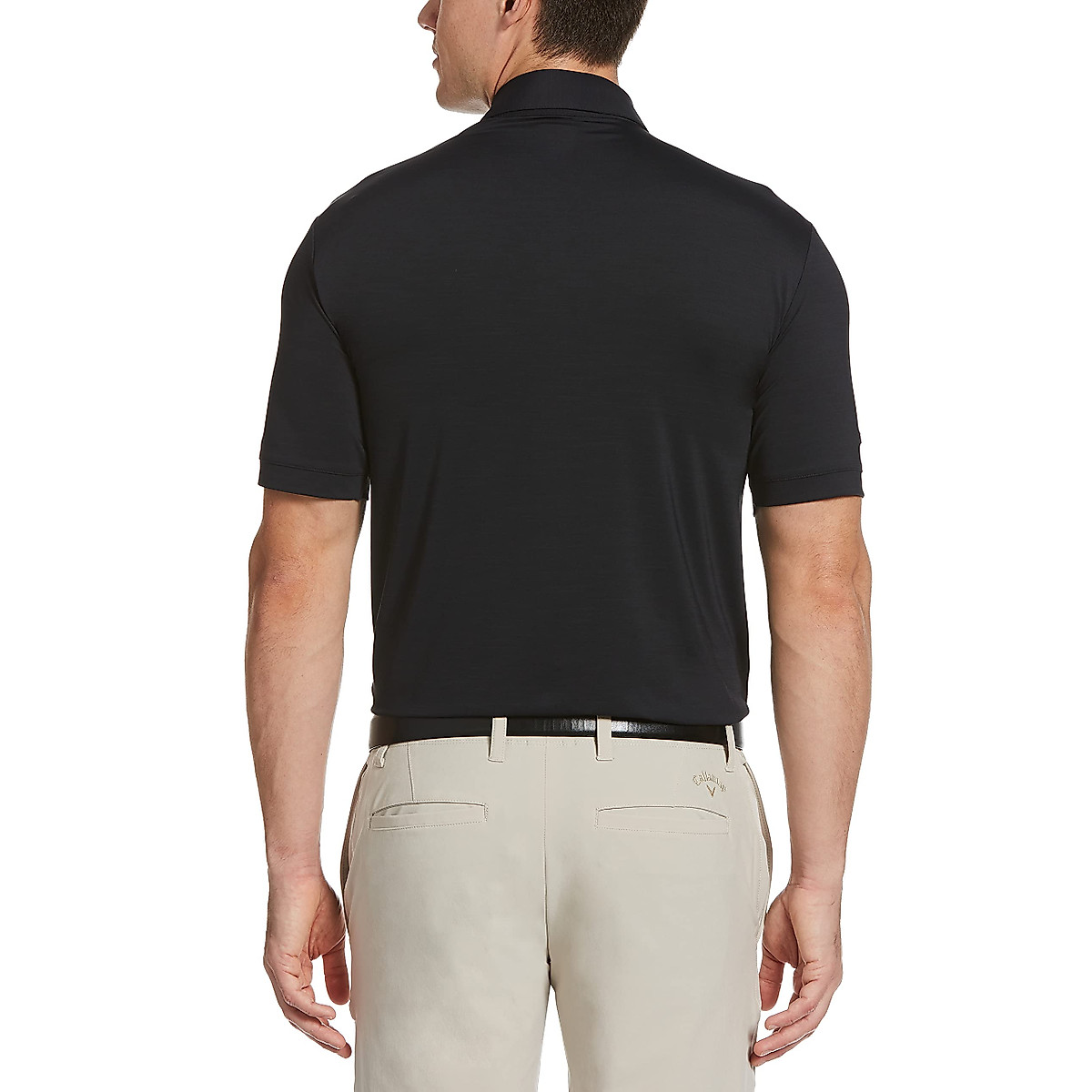 Callaway Men's Golf Short Sleeve Tonal Stripe Polo Shirt, Black, Small