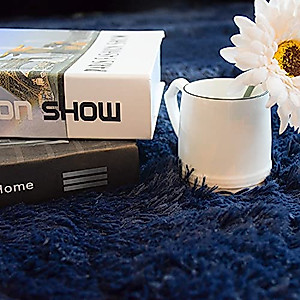 Navy Blue Area Rugs for Living Room Super Soft Floor Fluffy Carpet Natural Comfy Thick Fur Mat Princess Girls Room Rug