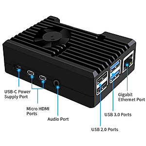 GeeekPi Armor Case with PWM Fan for Raspberry Pi 4, Pi 4 Passive Aluminum Alloy Case with PWM Cooling Fan for Raspberry Pi 4 Model B/Pi 4B/Pi 4 (3510 PWM Fan)
