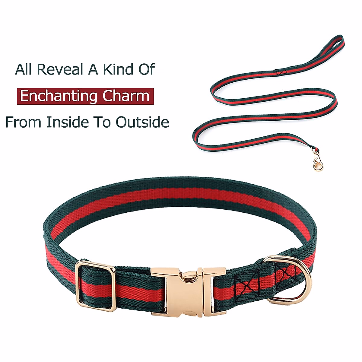 Stylish and Elegant Dog Collar,Adjustable Metal Belt Buckle, Durable High Density Fabric for Comfortable Pet Dog Collar and Dog Leash Set Packing for Puppy Small Dogs