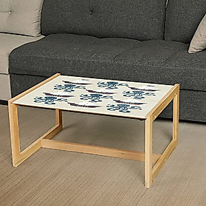 Lunarable Nautical Coffee Table, Pirate Ship and Octopus Sailboat Sails Flag Art Print Sailor Toys, Acrylic Glass Center Table with Wooden Frame for Offices Dorms, Large, Vermilion Beige and Teal