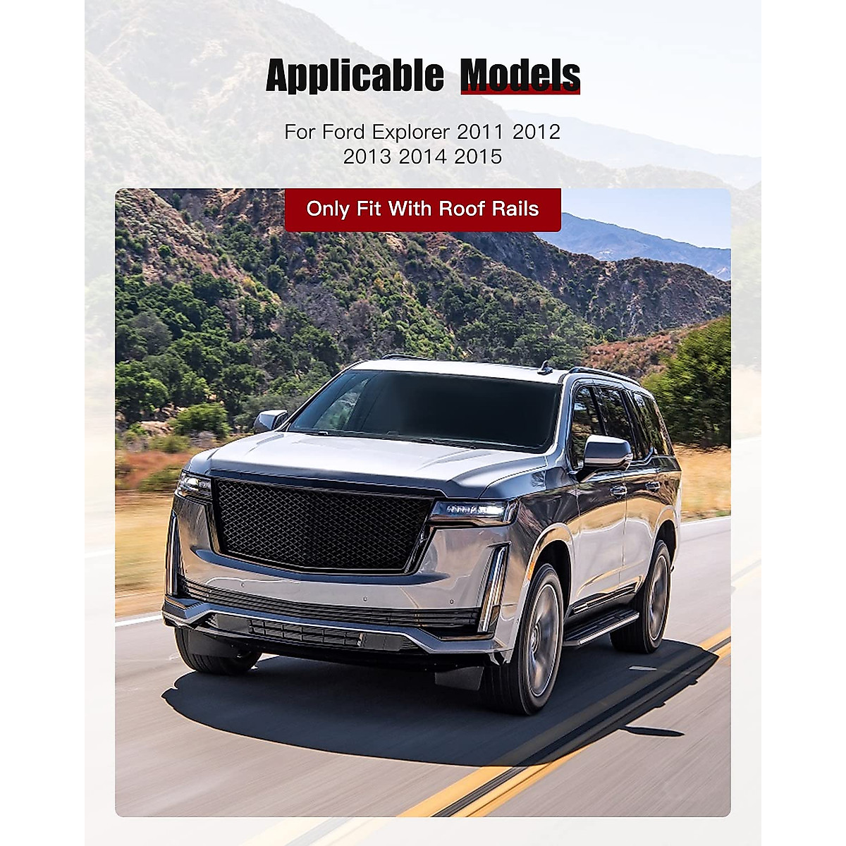 cciyu Roof Rack Cross Bar Fit for Ford Explorer Sport Utility 4-Door 2011 2012 2013 2014 2015 Aluminum 150lbs Car Top Luggage Cargo Carrier Bike Rack Rails, Black/2PCs