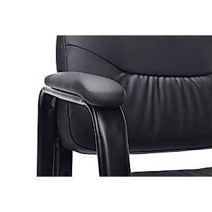 OFM ESS-9015 Bonded Leather Executive Side Chair with Sled Base, Black, Black