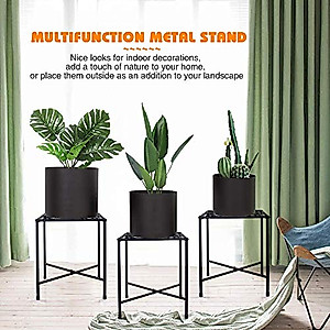 Mid Century Plant Stand, 2 Pack 11" Tall Metal Plant Stand for Flower Pot Planter Up to 100lbs, Rustproof Iron Plant Holder for Indoor Outdoor Use, Modern Plant Stand for Home Garden Display Greenery