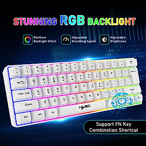 4 in 1 Wireless Gaming Keyboard Mouse and Converter with RGB Backlit Mini 61Key Ergonomic Honeycomb Shell 2.4Ghz USB Receiver Bluetooth Wired Adapter for PS4 PS3 Xbox Switch PC Mac Gamer Typist(White)