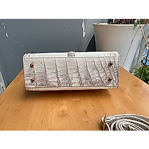 Vietnamese Genune Himalayan crocodile alligator leather skin totes bag, handbag, top handle bag for women, luxury formal event ladies purse, White Accent Gray