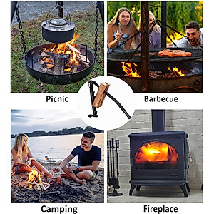 Oftest Wall Mounted Wood Splitter - Carbon Steel Wall Mounted Kindling Splitter, Firewood Kindling Splitter for Soft Wood, Manual Log Splitters with Firewood Tote Bag, Glove