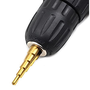 Chiloskit 3 Pcs Large HSS Steel Step Cone Drill Titanium Bit Set Step Drills Set for Metal Wood Drilling Hole Cutter, 4-12/20/32mm Dint