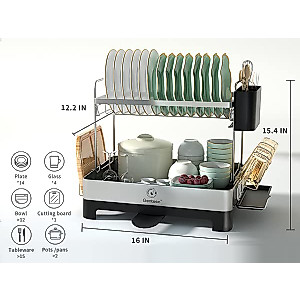 Genteen Utensil Holder Cutlery Silverware Drying Rack Dish Drying Rack Replacement Parts, Grey