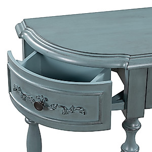 P PURLOVE Retro Circular Curved Console Table Sofa Table Entryway Table with 4 Drawers and Bottom Shelf for Entryway Hallway Ancent Style Sideboard Table with Storage