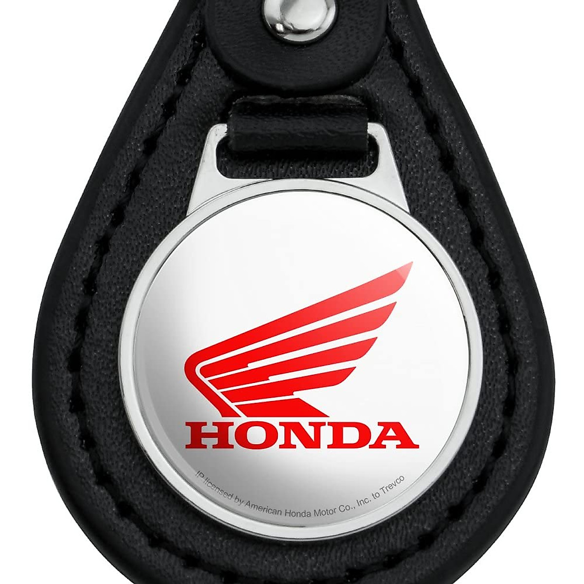GRAPHICS & MORE Black Leather Honda Powersports Logo Keychain