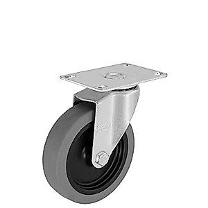 4" Caster Replacment for Model 1011-L2 for Rubbermaid Tilt Truck and Tandem Dolly: Swivel with Thermoplastic Rubber Wheel and 2-3/8x3-5/8" Mounting Plate