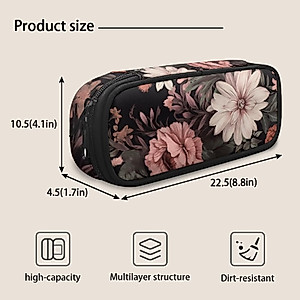 SYtrade Pencil Case Beautiful Pastel Vintage Flowers Big Capacity Pencil Pouch Office College School Makeup Bag