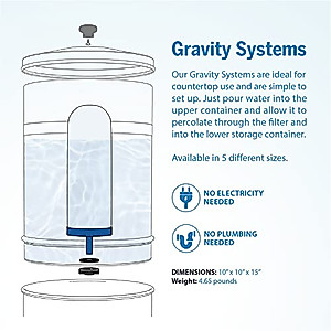 ProOne Big+ Stainless-Steel Gravity Water Filter System, 3-Gallon Water Capacity, Countertop Water Dispenser for Home, Camping, and Travel w/ (2) 7-inch Filter & Wire Stand, Proven to Reduce PFAS
