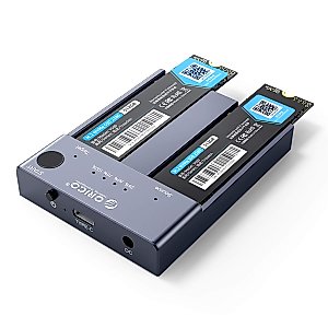 ORICO M.2 NVMe Cloner Dual-Bay NVMe Docking Station USB C to NVMe SSD Enclosure Aluminum M.2 Duplicator Offline Clone for PCIe M-Key SSDs max to 8TB Tool Free-M2P2
