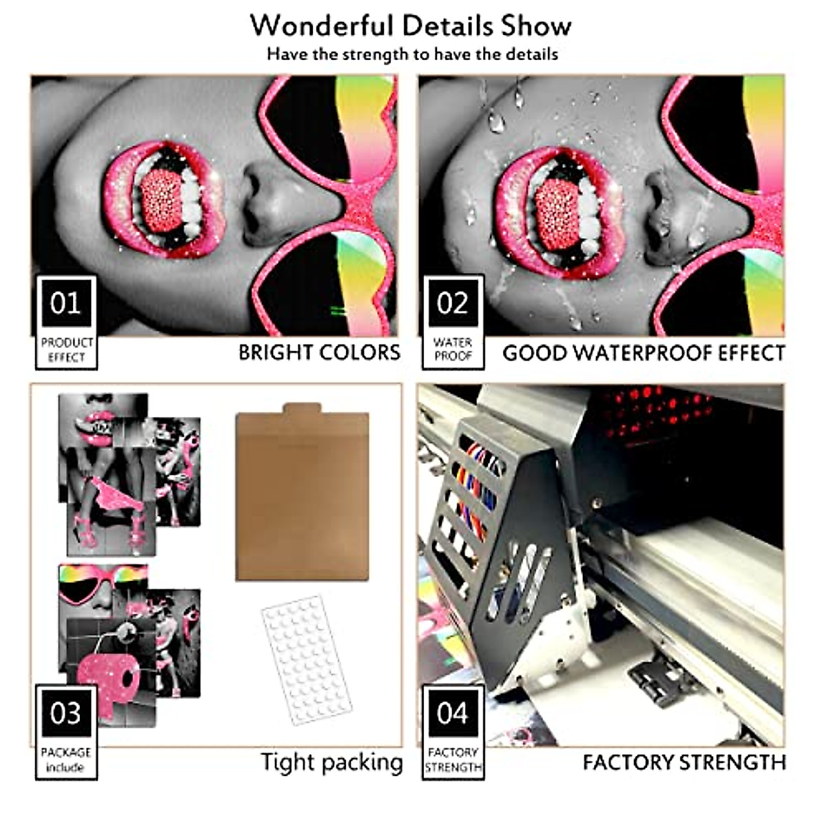 Luodroduo Fashion Wall Art Bathroom Decor Prints Set of 6 Pink Glam Glitter Tissue Canvas Posters Pictures Photos Funny Modern Women Bathroom Toilet Artwork Wall Black and White (8"x10" UNFRAMED)