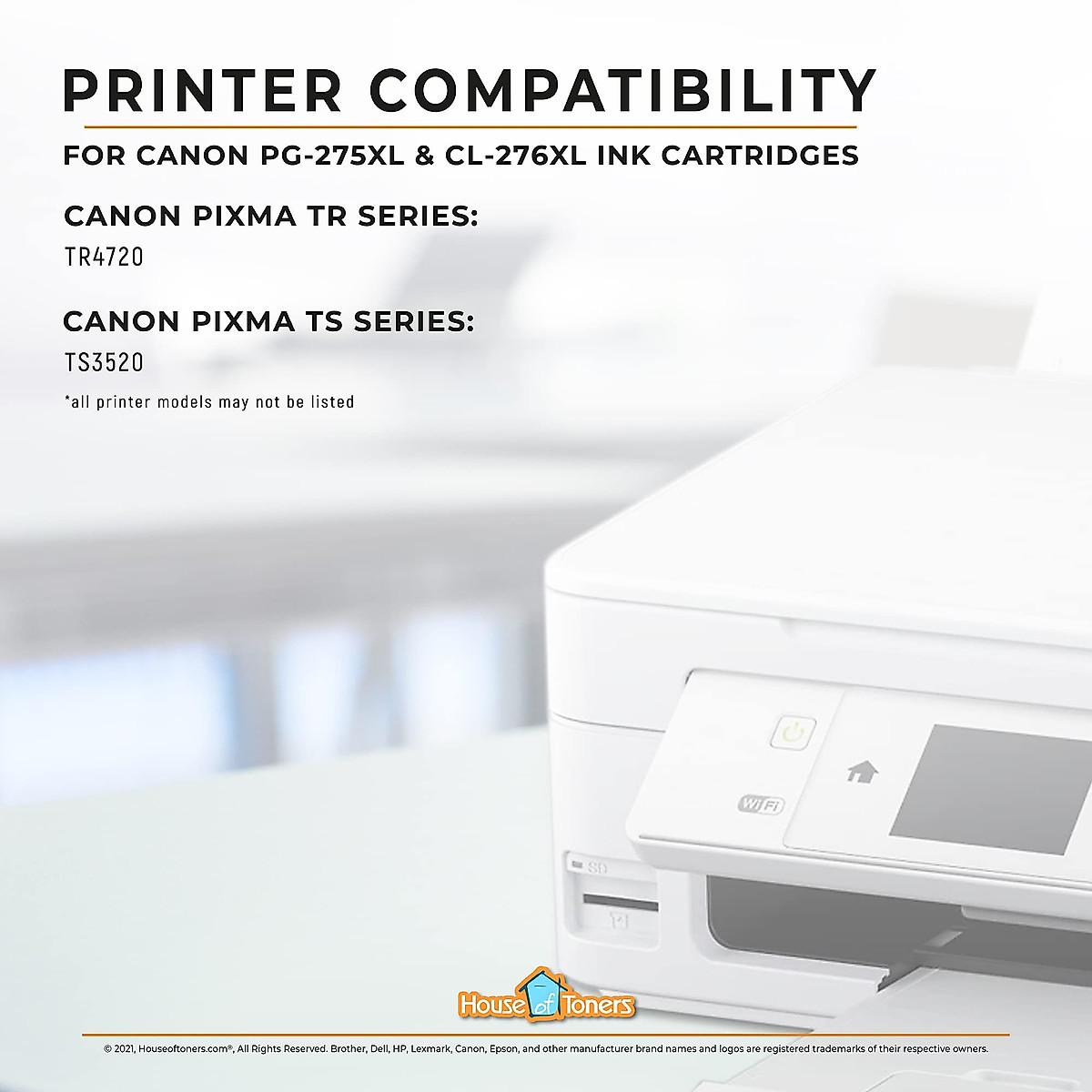 Houseoftoners Remanufactured Ink Cartridge Replacement for Canon PG-275XL 275 XL CL-276XL 276 XL for PIXMA TS3520 TS3522 TR4720 (1 Black, 1 Color)