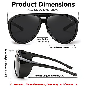 FEISEDY Polarized Aviator Sunglasses Men Women Oversized Round Steampunk Sunglasses Side Shield Goggles B0095