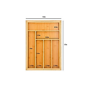 Heim Concept Drawer Organizer Bamboo Cutlery Tray Silverware Organizer/Utensil Holder, Drawer Dividers Organizer for Silverware, Flatware, Knives in Kitchen