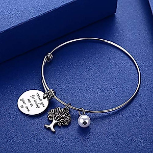 CJ&M Mother In Law Gift Family Tree Bracelet - Thank You For Raising The Man/I Will Take Care Of Her Always Bracelet Christmas Gifts,Mother's Day Gifts (Thank-Raising-Bracelet) (Step Mother)