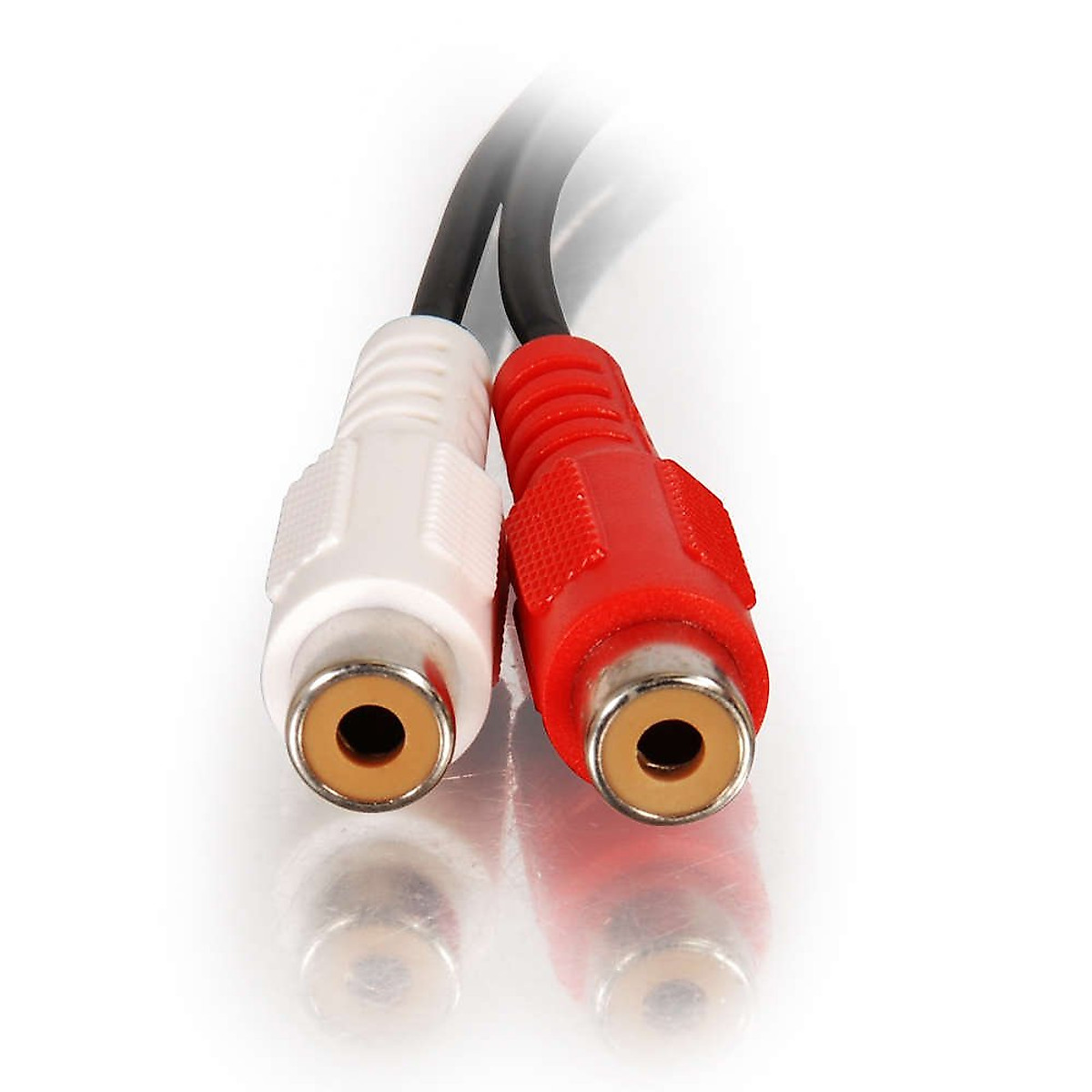 C2G Legrand 3.5mm Stereo Male to RCA Stereo Female, Stereo Audio Extension Cable, Audio Y-Adapter Cable, Black Dual RCA to 3.5mm Adapter, 6 Inch, 1 Count, C2G 40422