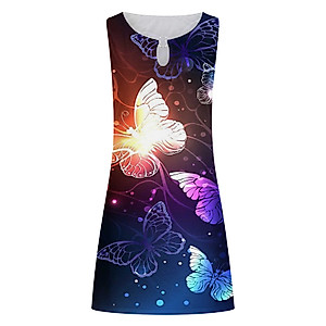 Ceboyel Women's Summer Dresses 2023 Boho Trendy Sundresses Floral Print Sleeveless Party Dress Casual Beach Clothing Sundress for Women Summer Yellow M