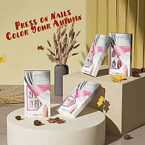 Light Pink Press on Nails Medium Fake Nails,KXAMELIE Almond Nails Glue on,Salon Perfect Press on Nails Almond Shaped,Glossy Medium Glue Nails for Women Girls in 12 Sizes,24Pcs Valentines Nails