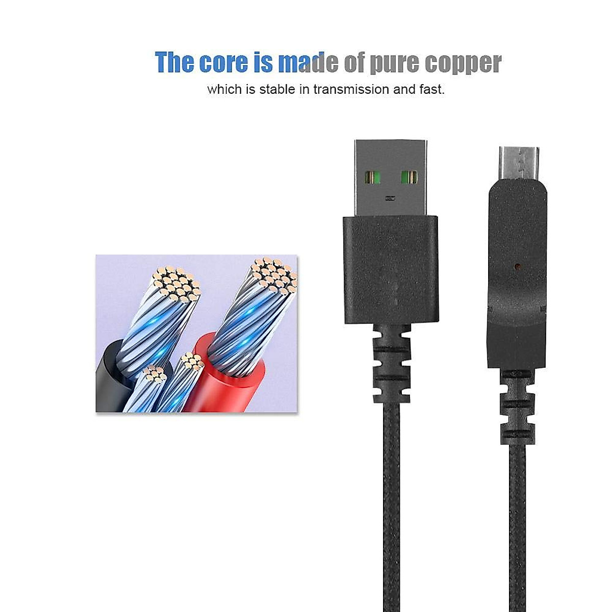 Wendry Mouse Cable, Fast USB Cable/USB Line Wireless Gaming Mouse Replacement for Razer Lancehead,Black