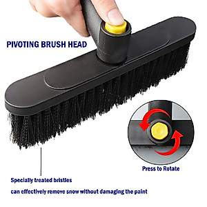 AFODYL Ice Scraper and Extendable Snow Brush for Car, Snow Remover and Brushes with Foam Grip for Windshield Window, Pivoting Brush Head for SUV Truck Vehicle(Yellow)
