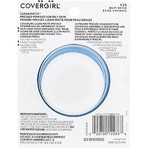 CoverGirl Oil Control Compact Pressed Powder, Buff Beige [525], 0.35 oz (Pack of 3)