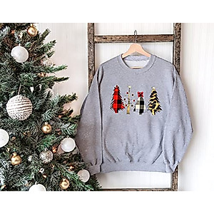 Barlver Women Christmas Outfits Fleece Sweater Holiday Vacation Graphic Sweatshirts Oversized Pullover Tunic Tops Shirts 4088 XL