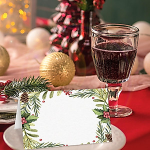 YUEXLL Place Cards with Greenery, Scored for Easy Folding Set of 25 Tent Style Table Seating Cards, Party Decoration Blank Name Fill in Card for Christmas Dinner, Reception, Banquet, Buffet Food-29
