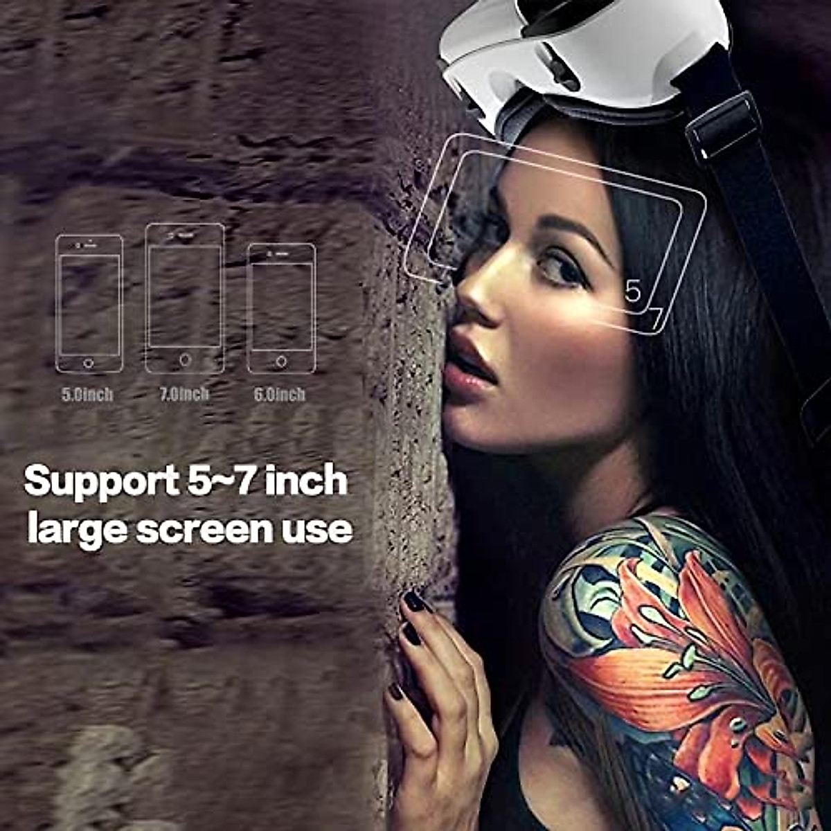 VR Headset with Controller Adjustable 3D VR Glasses Virtual Reality Headset HD Blu-ray Eye Protected Support 5~7 Inch with Controller